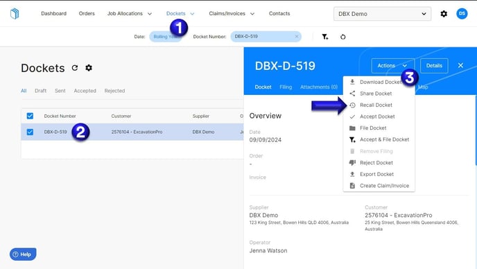 Delete a Docket - Web View